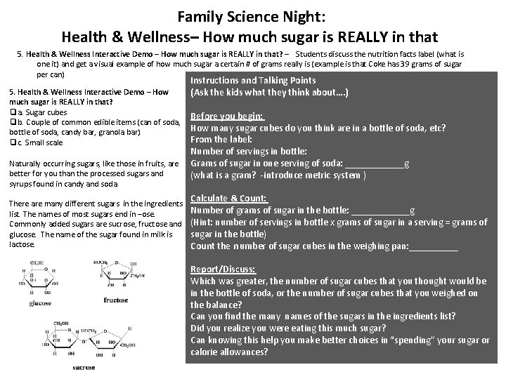 Cycle 1 Family Earth Day Science Night Experiments
