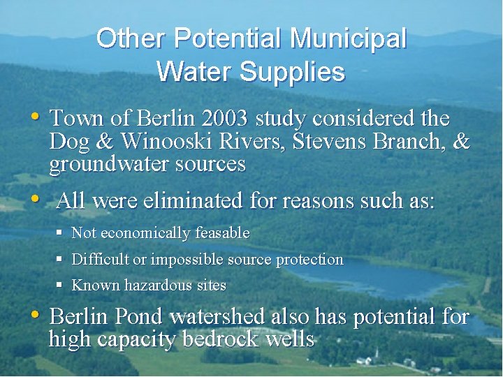 The Berlin Pond Watershed Conservation Project Photo Courtesy
