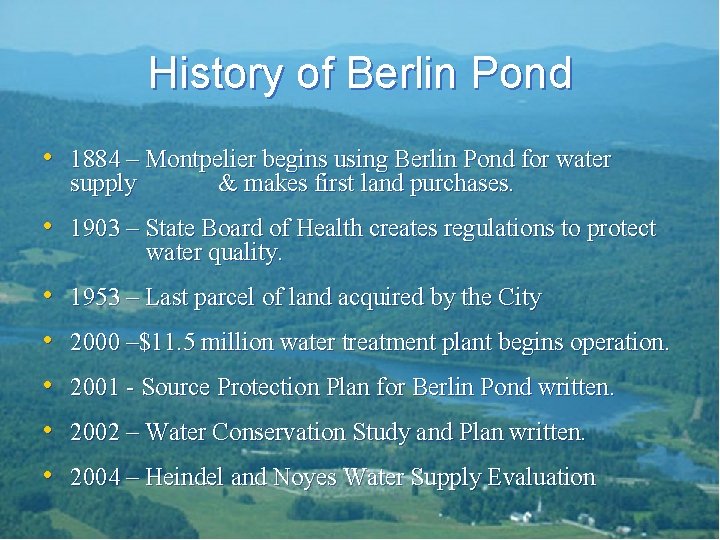 The Berlin Pond Watershed Conservation Project Photo Courtesy