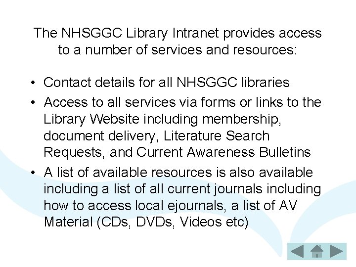 NHSGGC Library Intranet An Introduction www staffnet Info