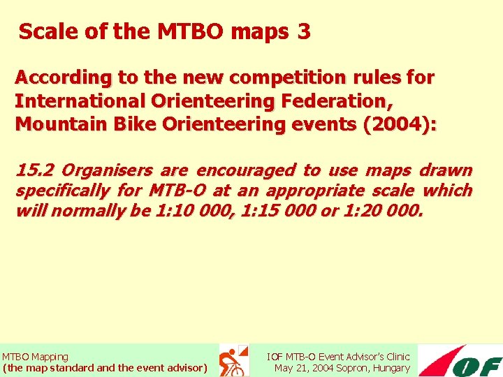 MTBO Mapping the map standard and the event