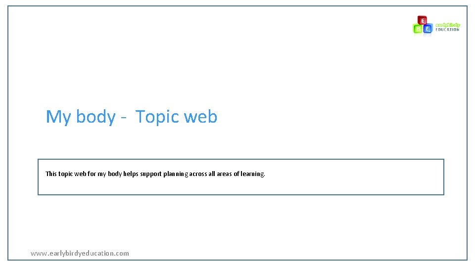 My body Topic web This topic web for