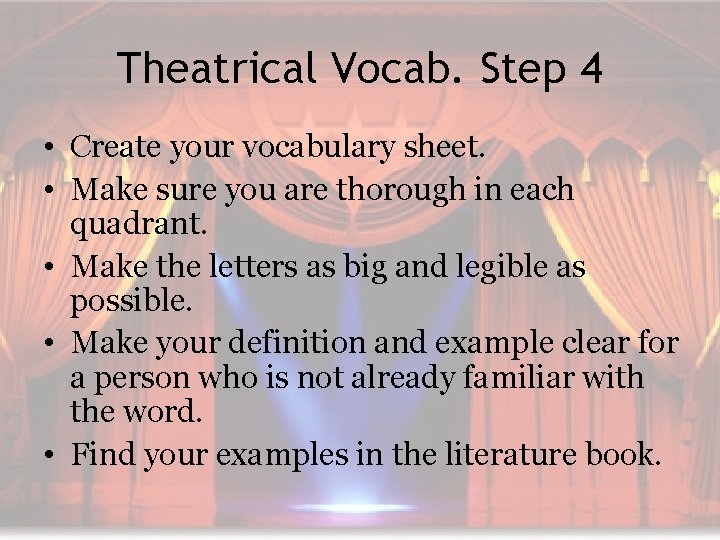 Theatrical Vocabulary Words to know before the curtain