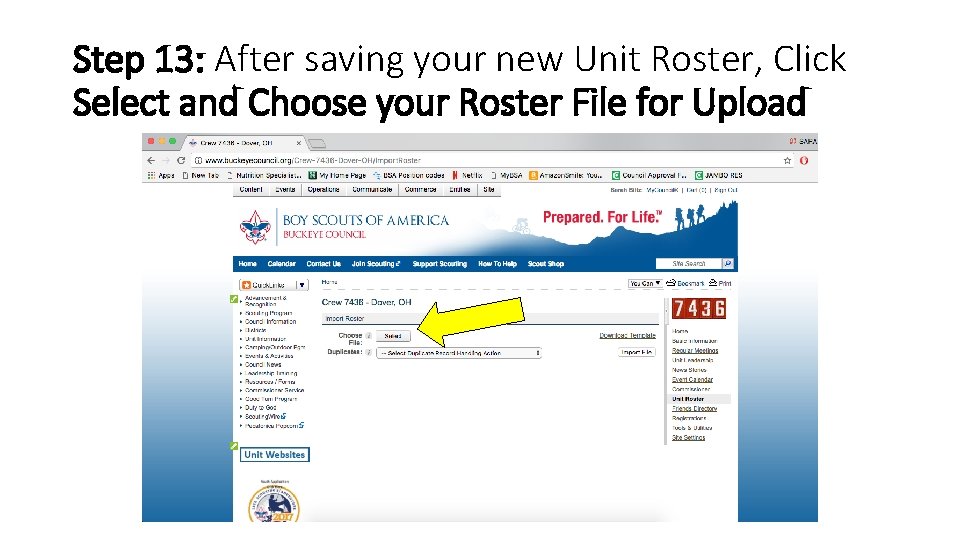 How to Upload Unit Roster to www buckeyecouncil