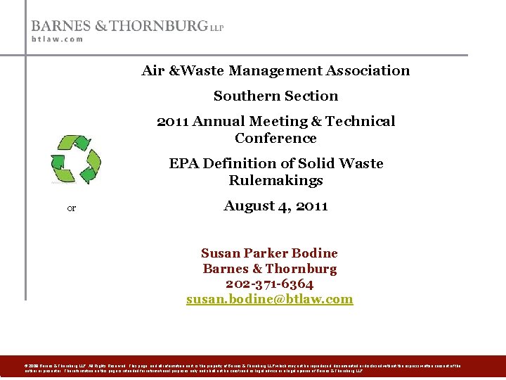 Air Waste Management Association Southern Section 2011 Annual