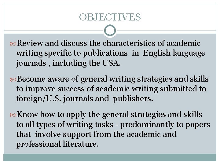 Writing for Academic and Professional Publications in the