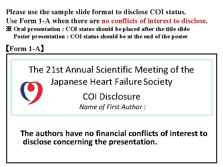 Please use the sample slide format to disclose