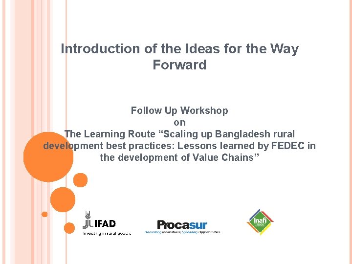 Introduction of the Ideas for the Way Forward