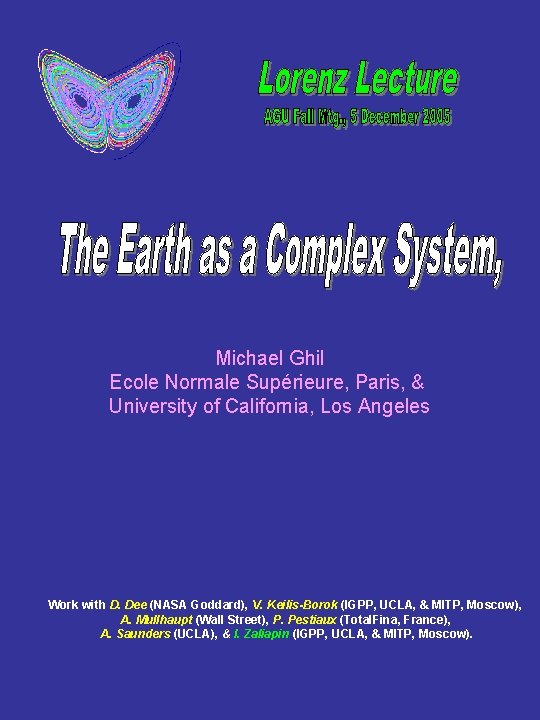 Michael Ghil Ecole Normale Suprieure Paris University of