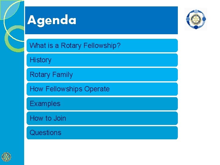 Rotary Fellowships Presenter Presentation Date Agenda What is