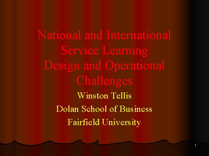 National and International Service Learning Design and Operational