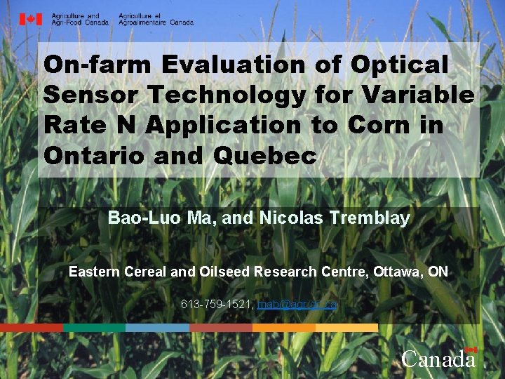 Onfarm Evaluation of Optical Sensor Technology for Variable