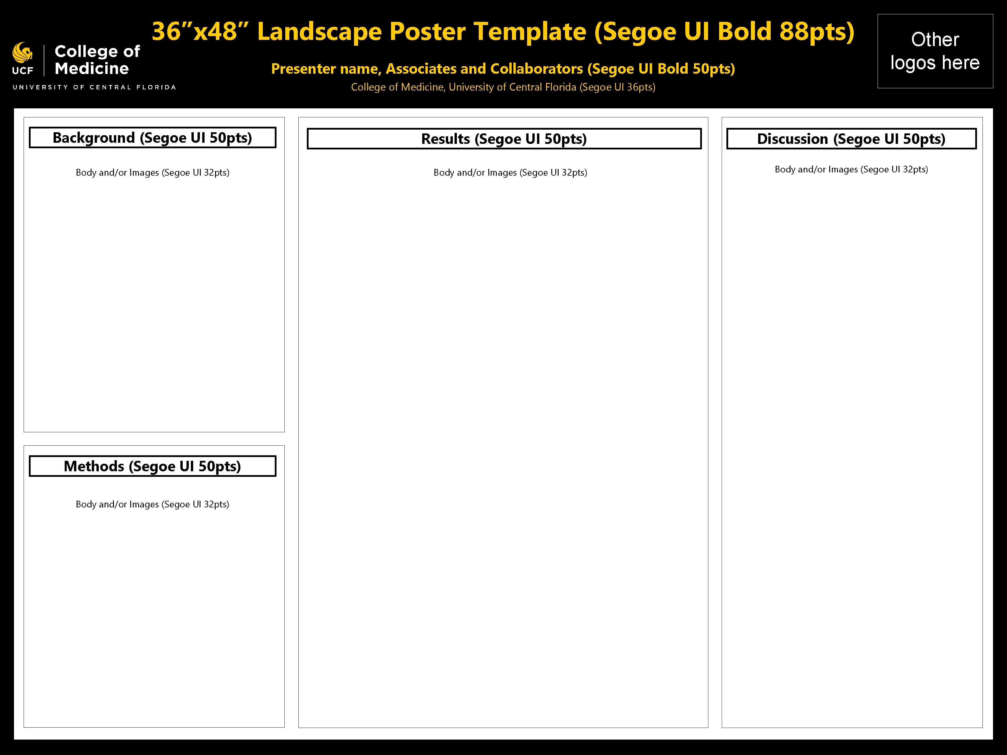 36x 48 Landscape Poster Template Segoe UI Bold