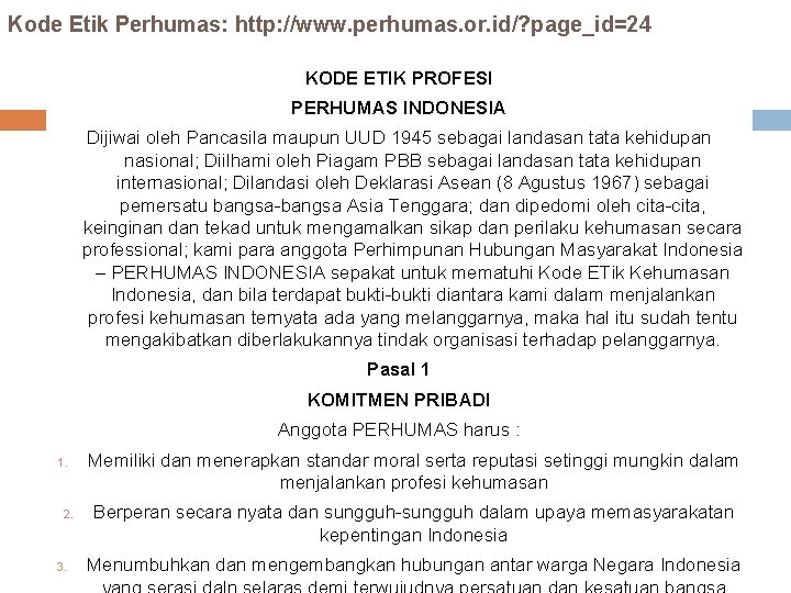 ETIKA HUKUM MEDIA RELATIONS Kode Etik Profesi Para