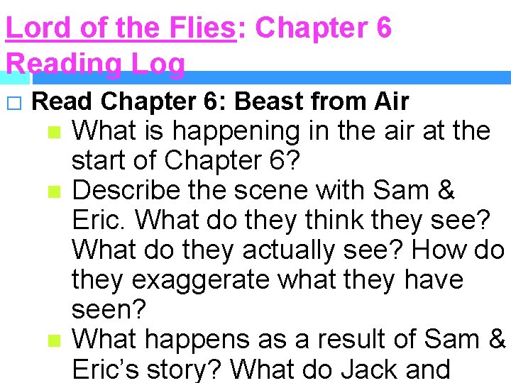 Lord of the Flies Reading Guide Chapter 1