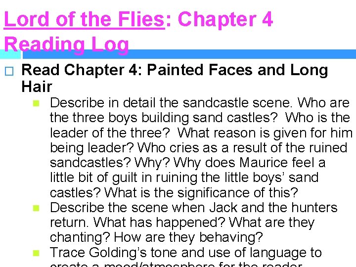 Lord of the Flies Reading Guide Chapter 1