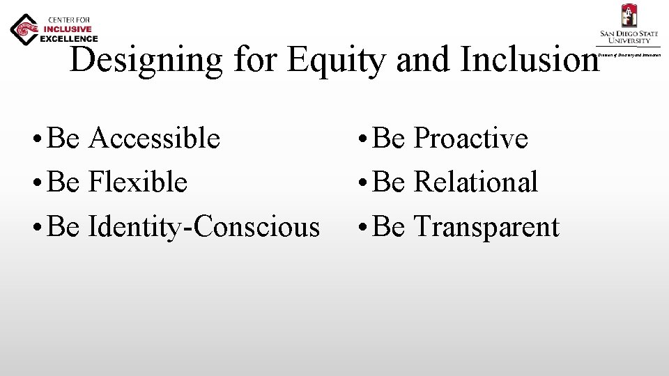 Division of Diversity and Innovation What Does It