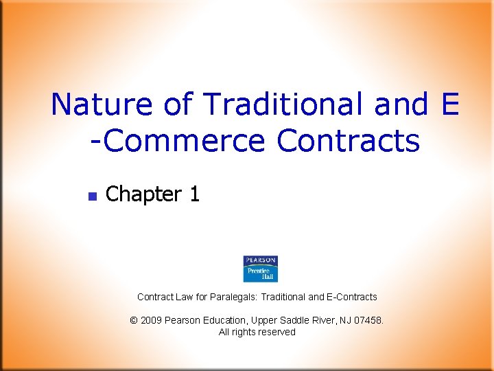 Nature of Traditional and E Commerce Contracts n