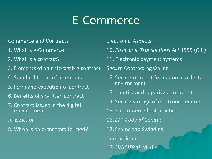 ECommerce and Contracts Electronic Aspects 1 What is