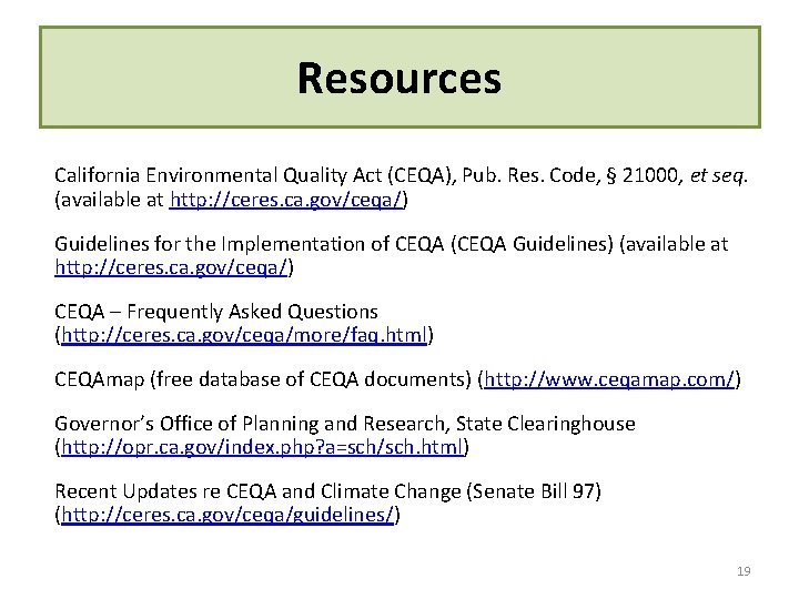 CEQA 101 Introduction to the California Environmental Quality