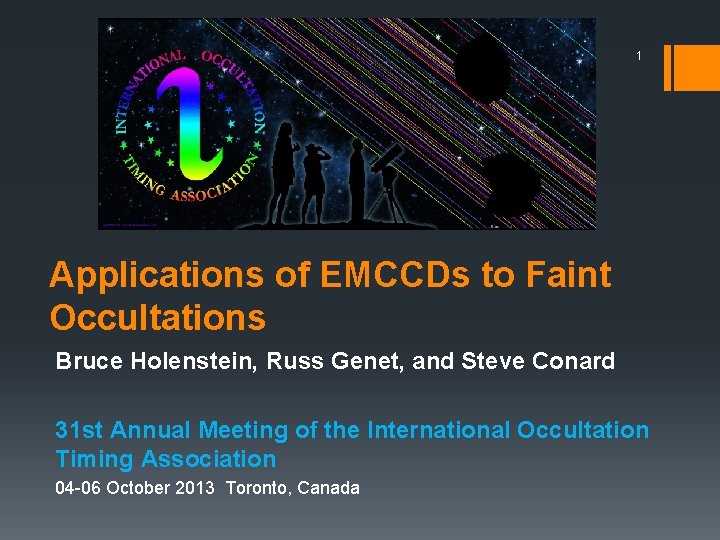 1 Applications of EMCCDs to Faint Occultations Bruce