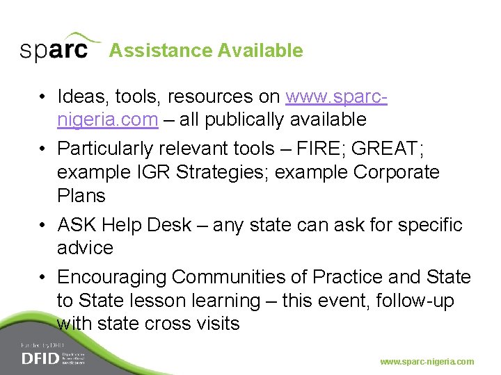 Experience Tools and Assistance November 2015 Overview SPARC