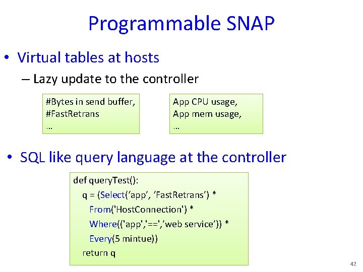Programmable Measurement Architecture for Data Centers Minlan Yu