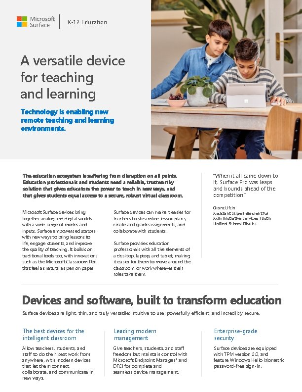 K12 Education A versatile device for teaching and