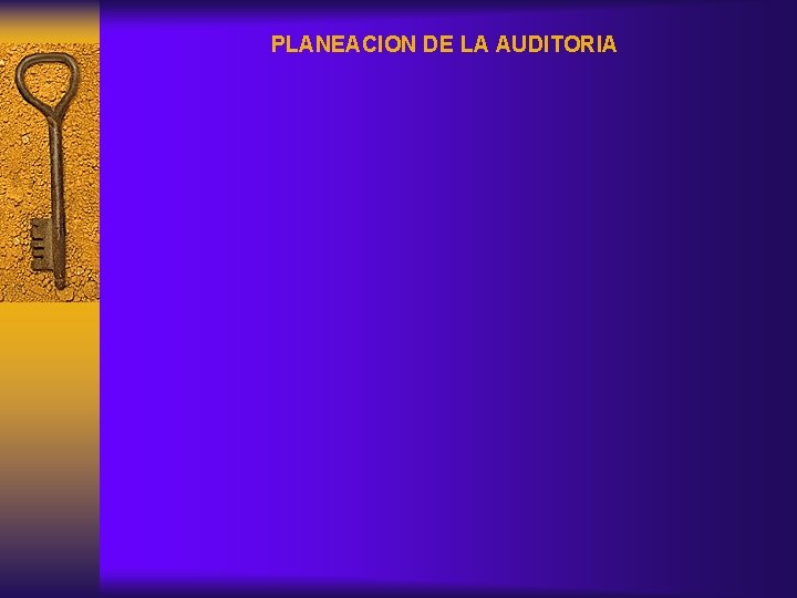 PLANEACION DE LA AUDITORIA PLANEACIN DE LA AUDITORIA