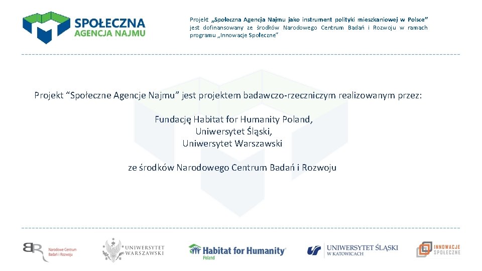 Projekt Spoeczna Agencja Najmu jako instrument polityki mieszkaniowej