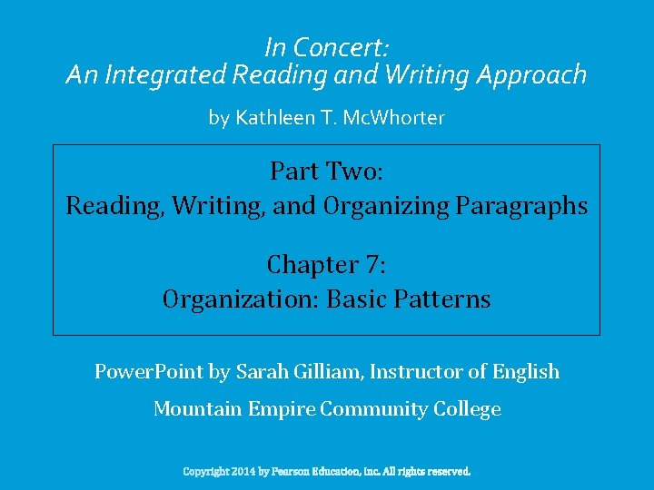 In Concert An Integrated Reading and Writing Approach