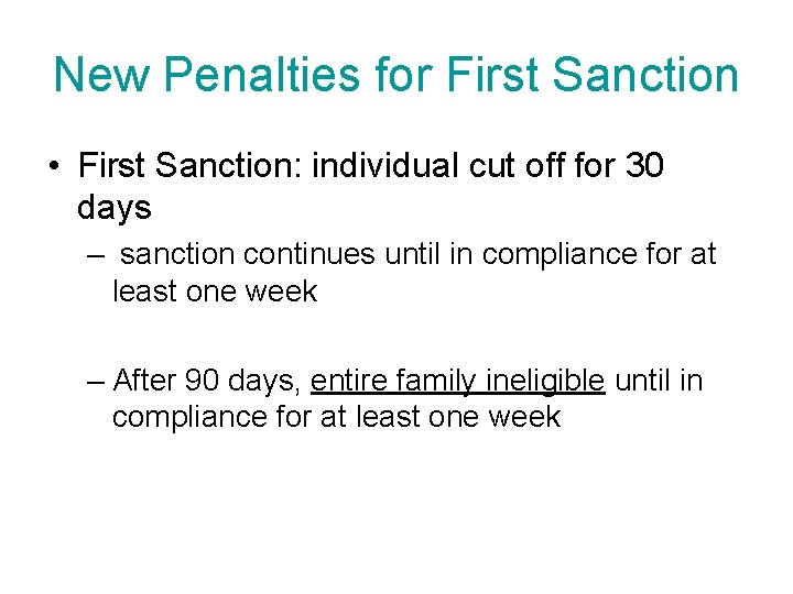 Recent Changes to Programs Administered by the Department