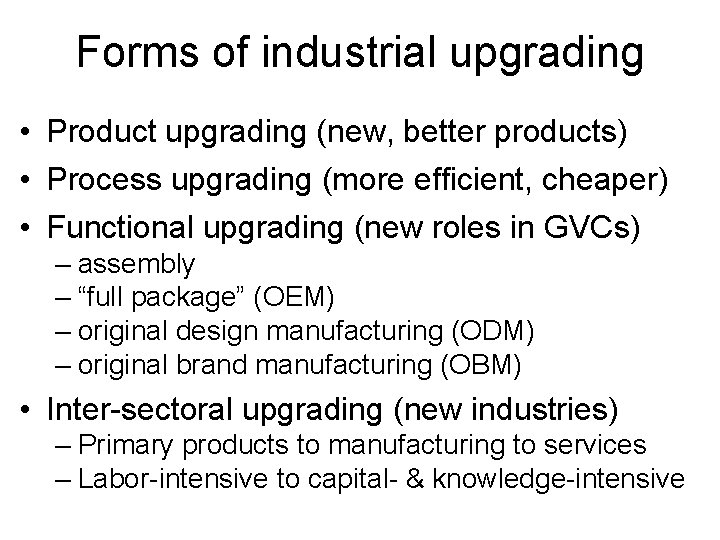 Global Value Chains and Upgrading China and Mexico