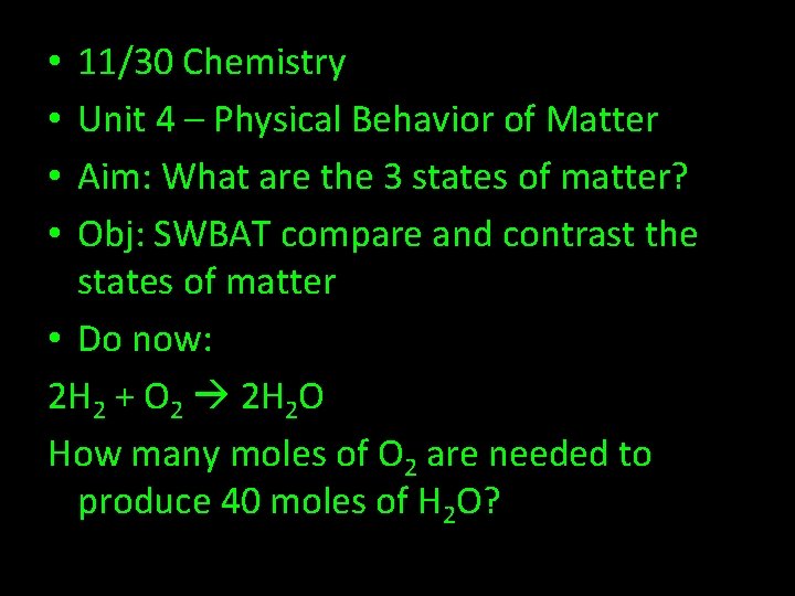 Chemistry Topic 4 Physical Behavior of Matter 1130