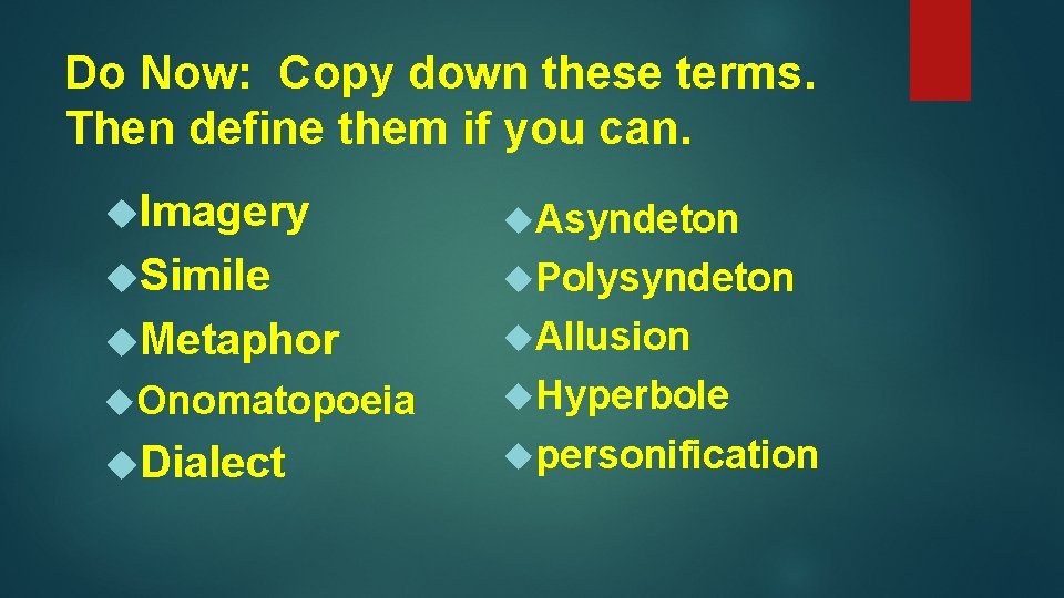 Literary Devices THE BANANA TREE BY JAMES BERRY