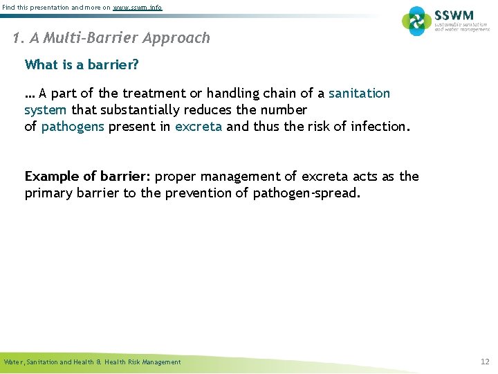Water Sanitation and Health Health Risk Management Naomi