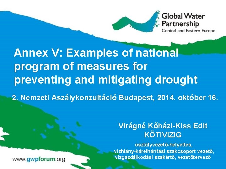 Annex V Examples of national program of measures