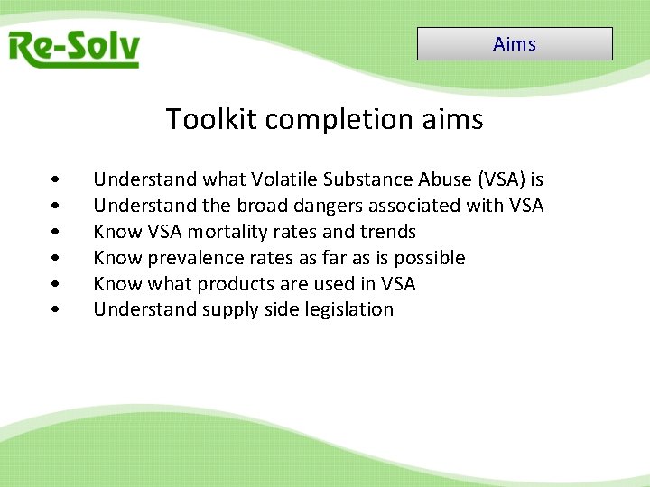 Toolkit 1 Volatile Substance Abuse Still a Problem