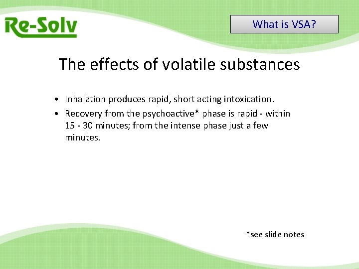 Toolkit 1 Volatile Substance Abuse Still a Problem