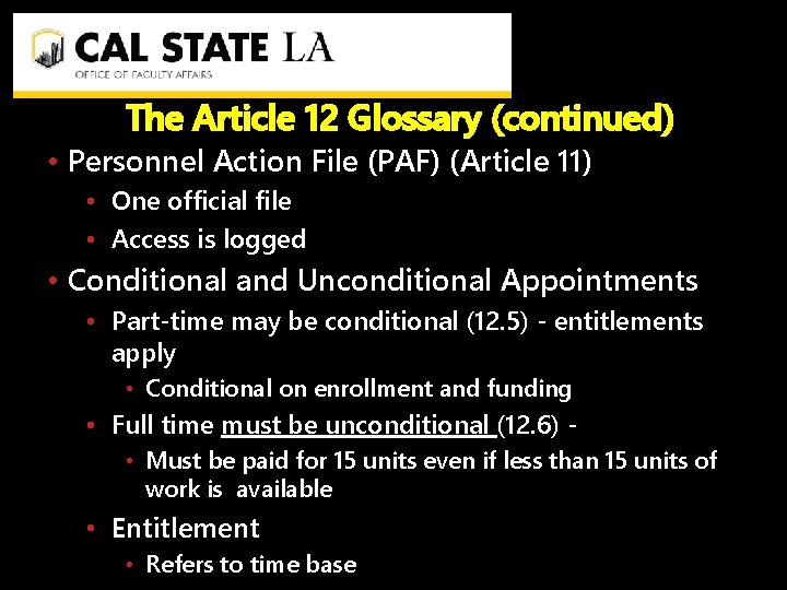 Understanding Article 12 Unit 3 CBA Order of