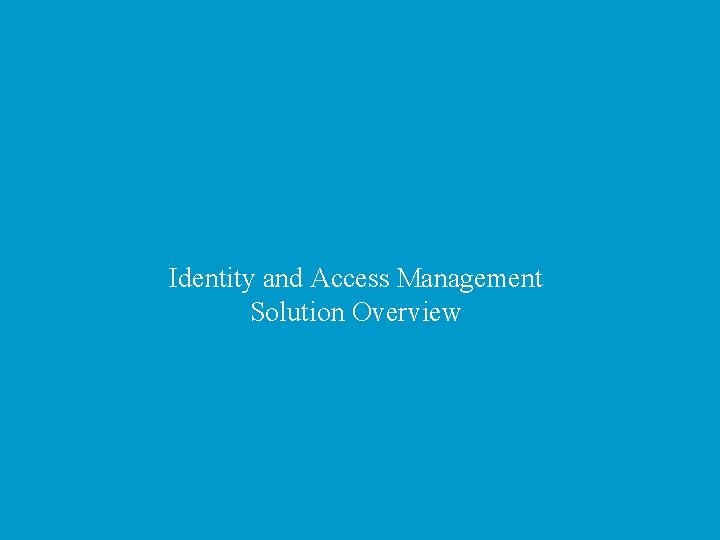 Identity and Access Management Solution Overview The Netegrity