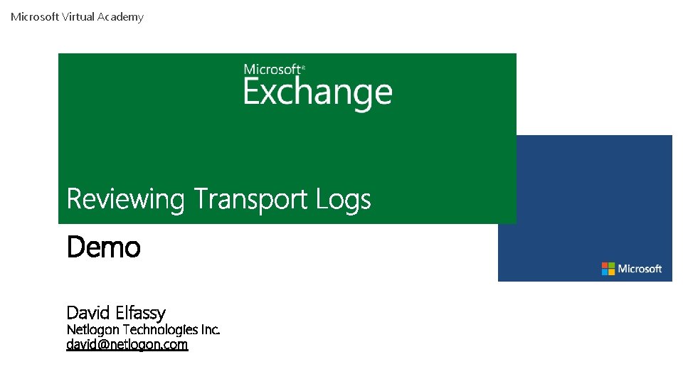 Microsoft Virtual Academy EXL 332 David Elfassy Netlogon