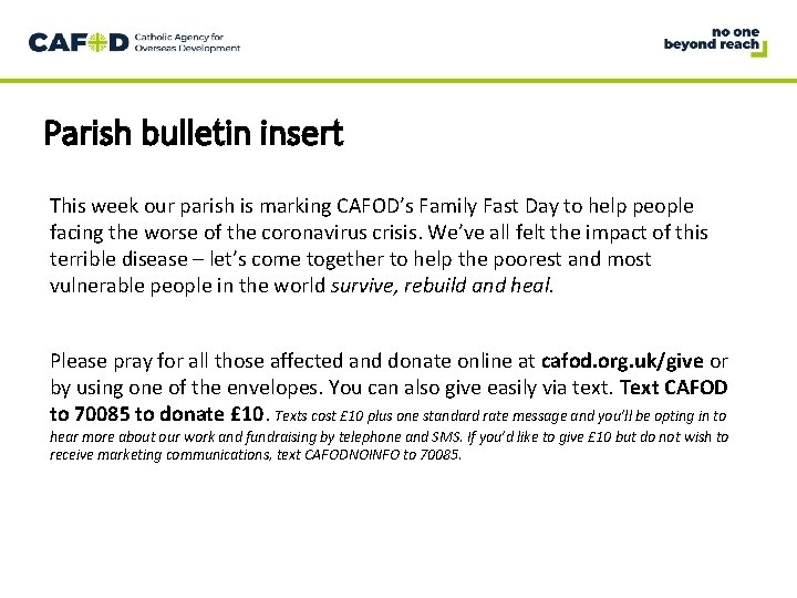 Family Fast Day Friday 9 October 2020 Social