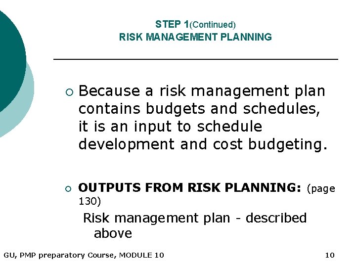 MODULE 10 Project Risk Management PMBOK Chapter 11