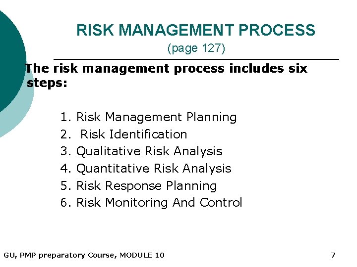 MODULE 10 Project Risk Management PMBOK Chapter 11