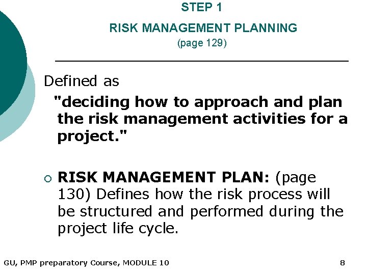 MODULE 10 Project Risk Management PMBOK Chapter 11