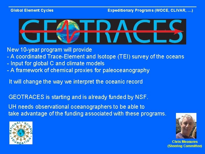 Global Element Cycles Contemporary to Paleoenvironments Tony Clarke