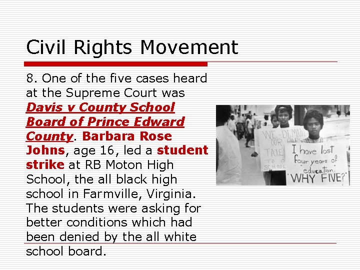 Civil Rights Movement VUS 13 Lesson 1 Civil