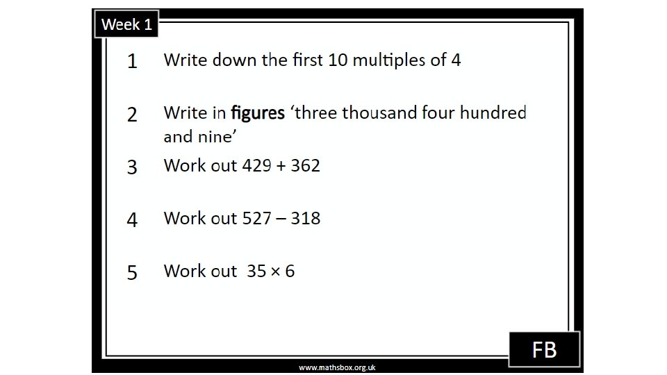 Questions Set 1 Work out the value of