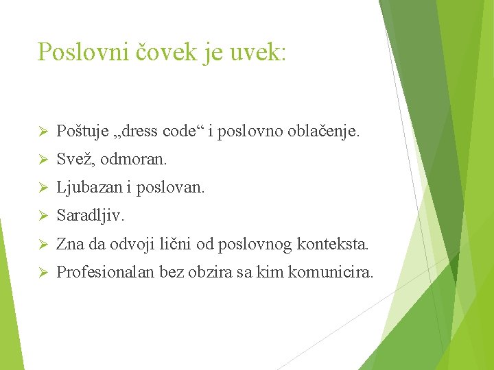 POSLOVNA ETIKA I POSLOVNI BONTON Znaaj kodeksa poslovne